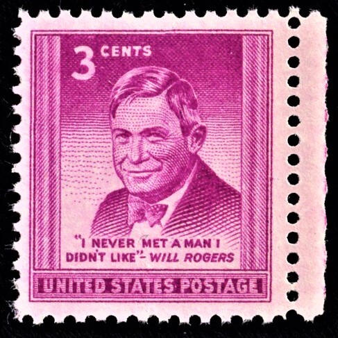 US 975 MNH VF 3 Cent Will Rogers "I Never Met A Man I Didn't Like ...