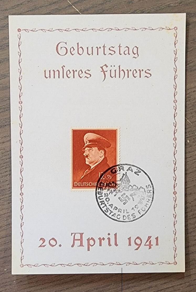WW2 WWII Nazi German Third Reich Adolf Hitler 52nd Birthday stamp w ...