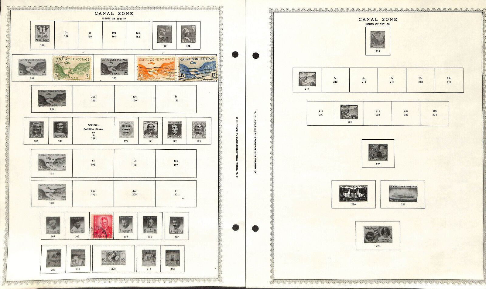 Canal Zone Stamp Collection on 6 Minkus Pages 1904 to 1958 | United ...