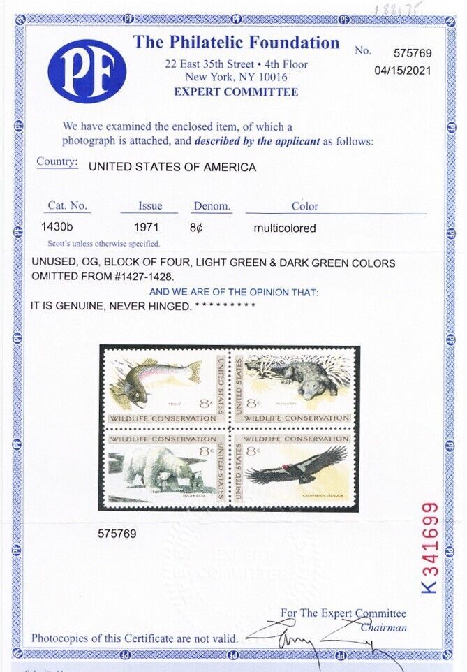 1430b, Mint VF NH 8¢ Dark & Light Green Colors Omitted Error PFC Stuart ...