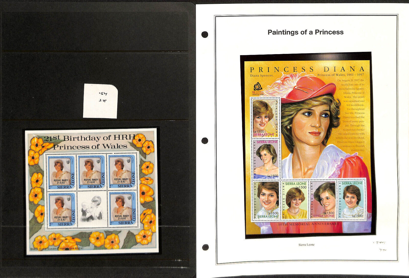 Princess Diana Stamp Collection on 8 Mystic Pages MNH, St Thomas ...