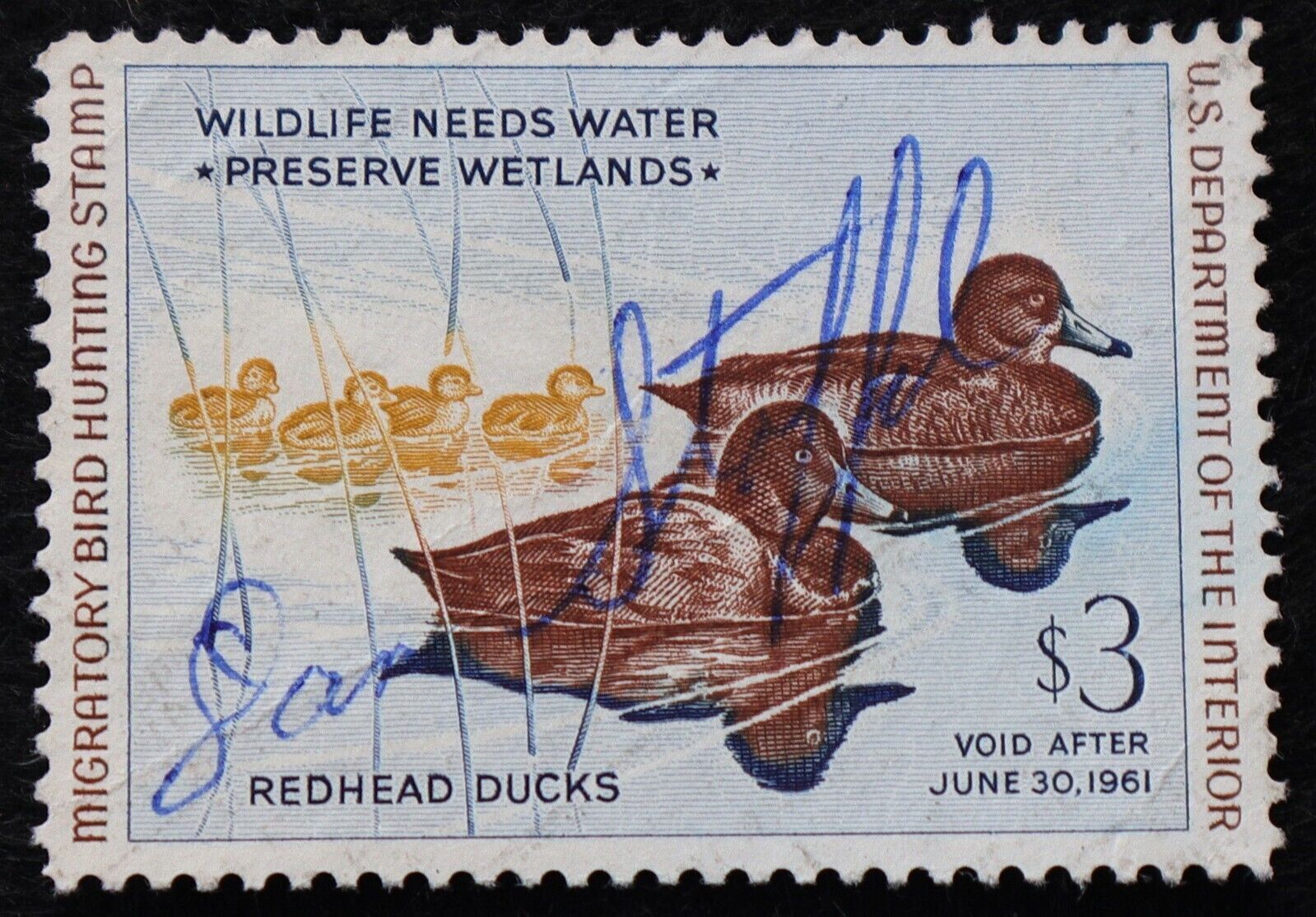 U.S. Used Stamp Scott #RW27 $3 Federal Duck Hunting, VF - XF. Choice ...
