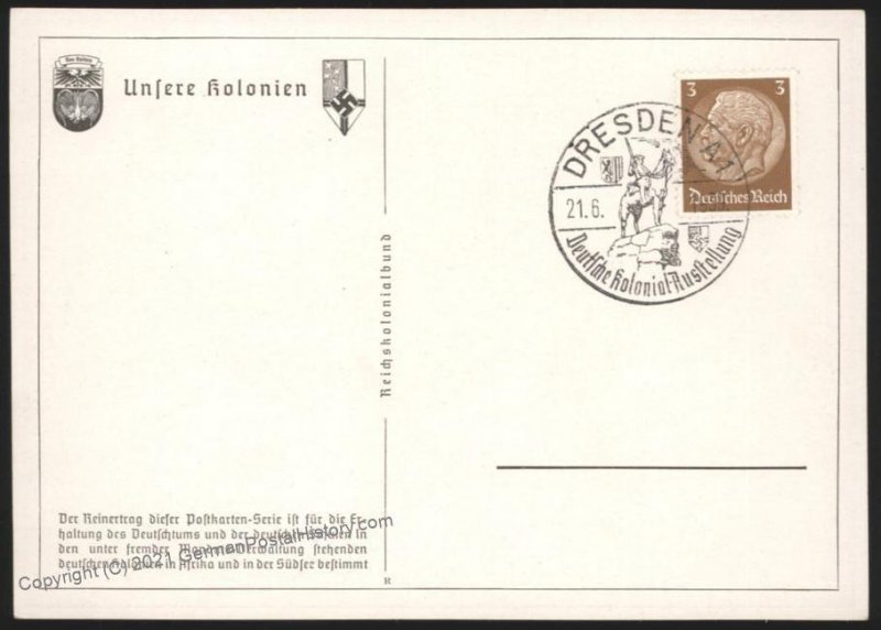 3rd Reich Germany 1939 Lost Colonies Propaganda Postcard COMPLETE SET ...