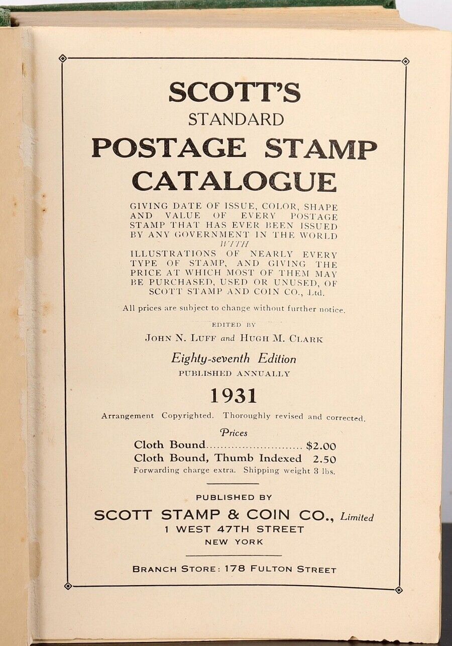 CATALOGUES 1931 Scott's Postage Stamp Catalogue. | Publications ...