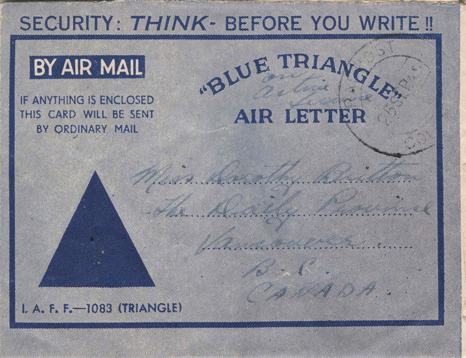 Canada 1945 WWII RCAF Attached to RAF Ceylon Air Letter Colombo to ...