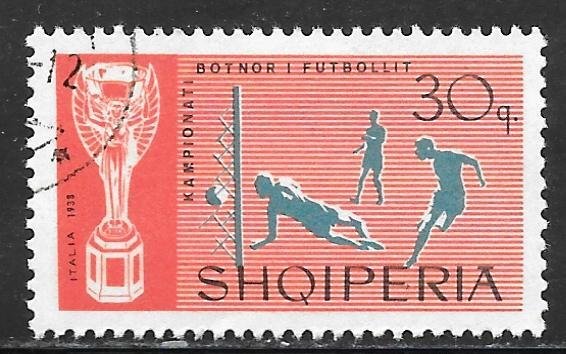 Albania 947: 30q Jules ?Rimet ?Cup and scene of football play, CTO, F ...