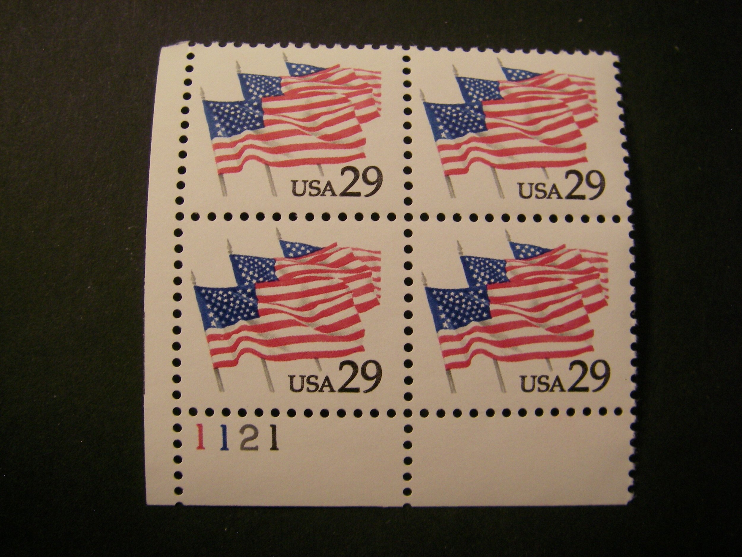 Scott 2531b, 29c Flags on Parade, PB4 #1121 LL, surface tag, MNH ...