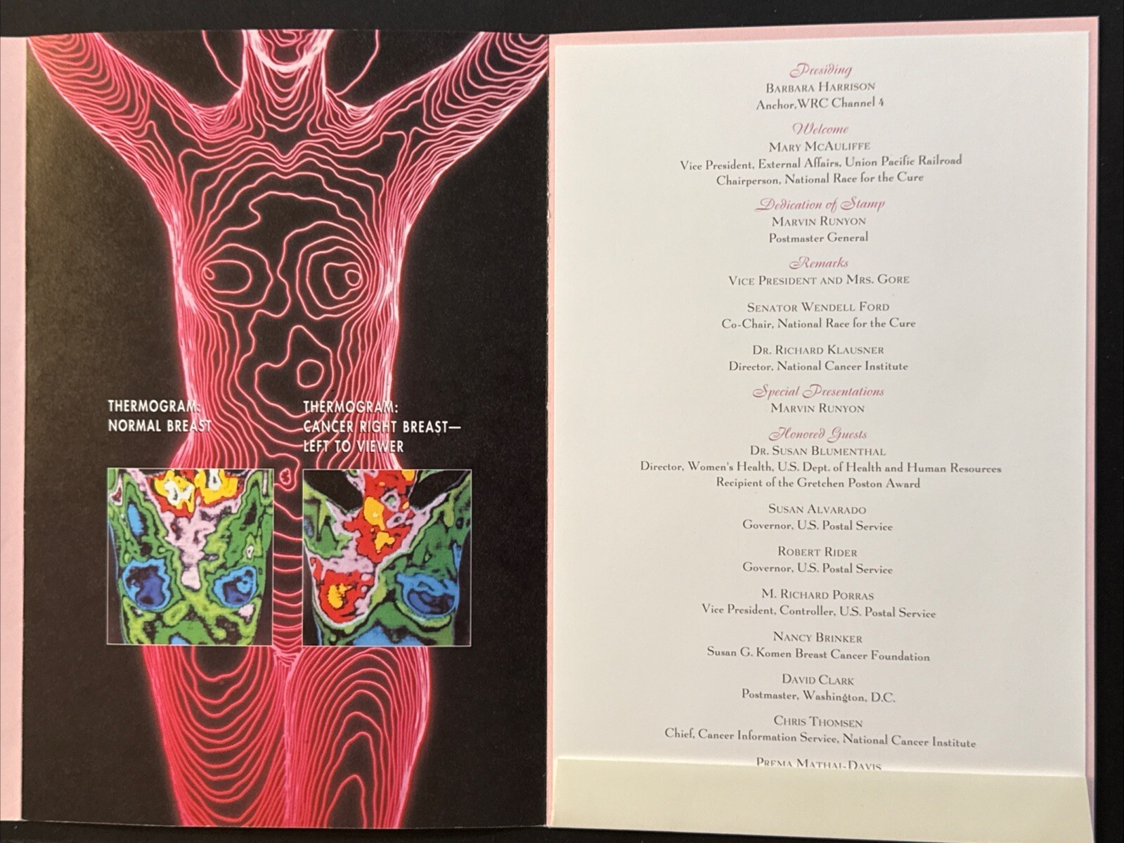 1996 Breast Cancer Awareness 32-cent stamp First Day Ceremony Program ...