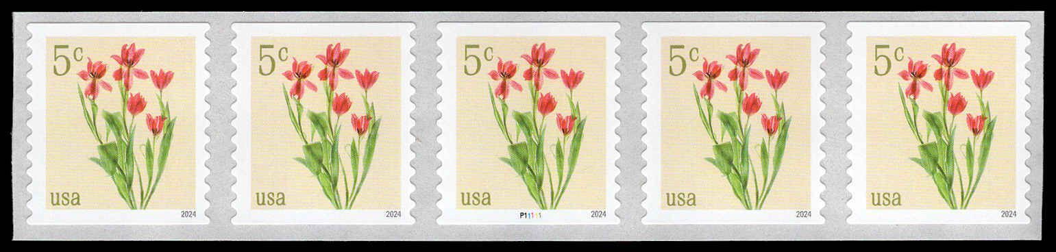 USA 5905 Mint (NH) Red Tulips Coil Stamp (Additional Postage 5c) PNC 5 ...