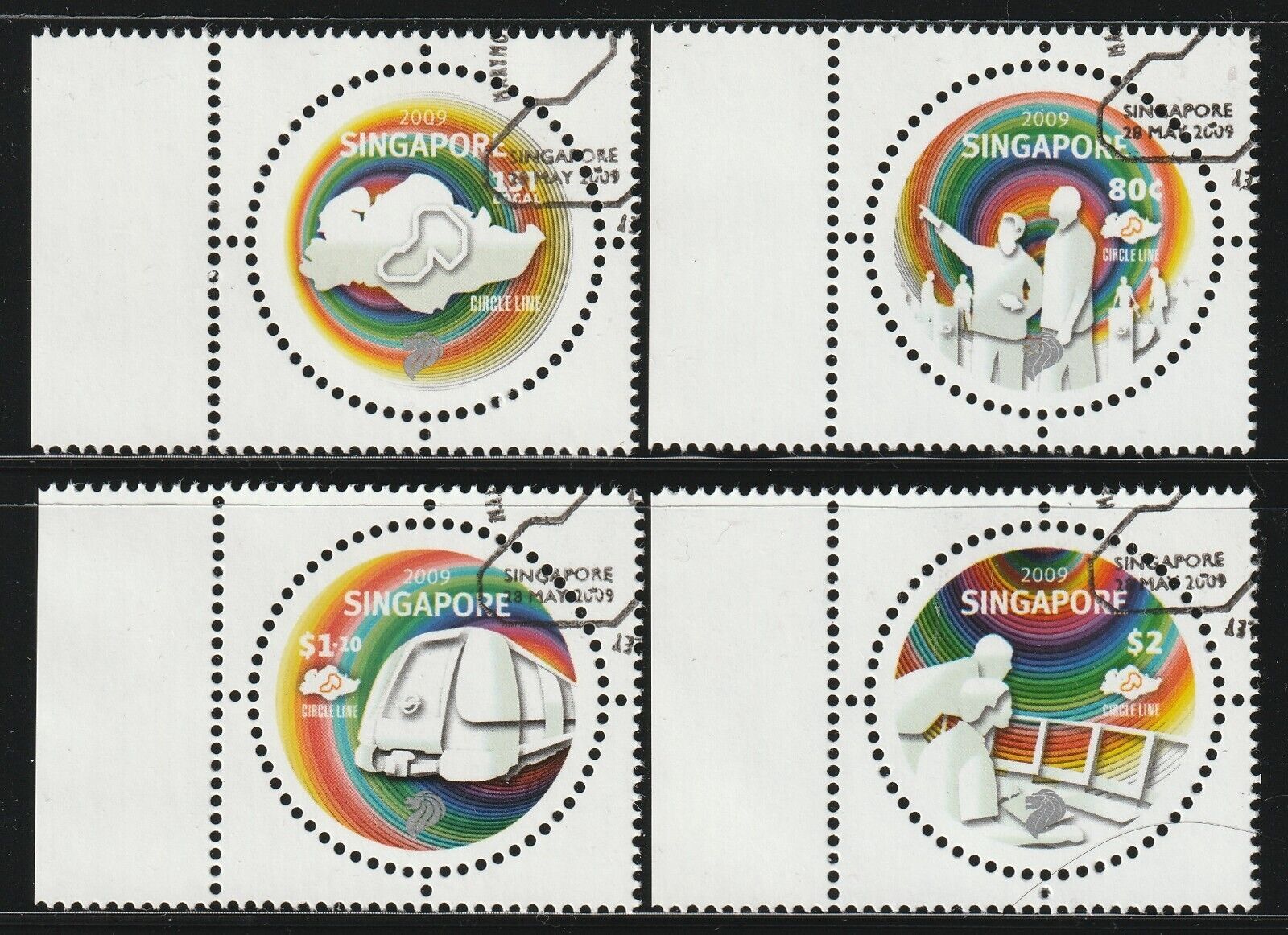 SINGAPORE 2009 Launch of SMRT - Circle Line set of 4V CTO SG#1848-1851 ...