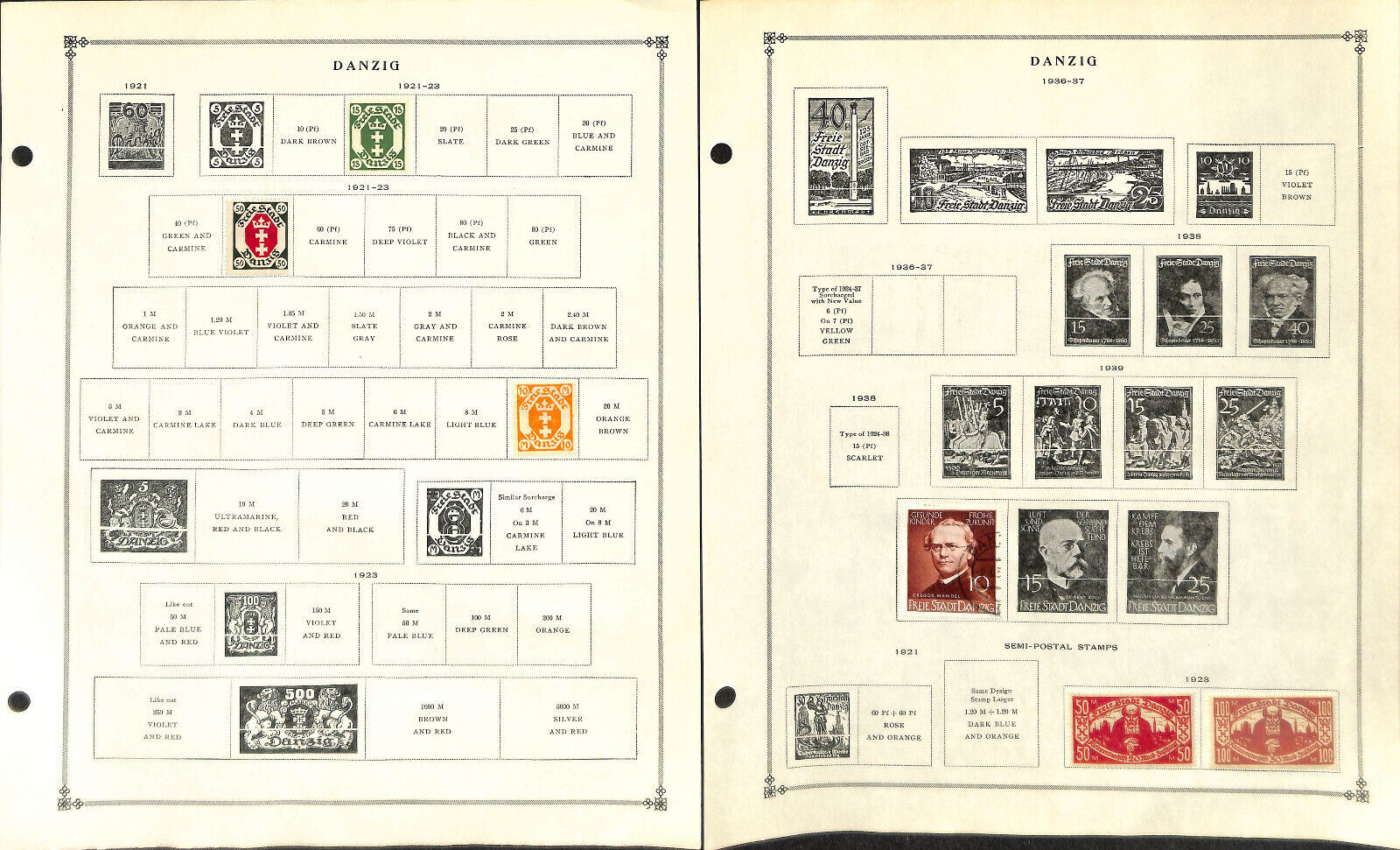 Danzig - Germany Stamp Collection 6 Scott International Pages, 1920 ...