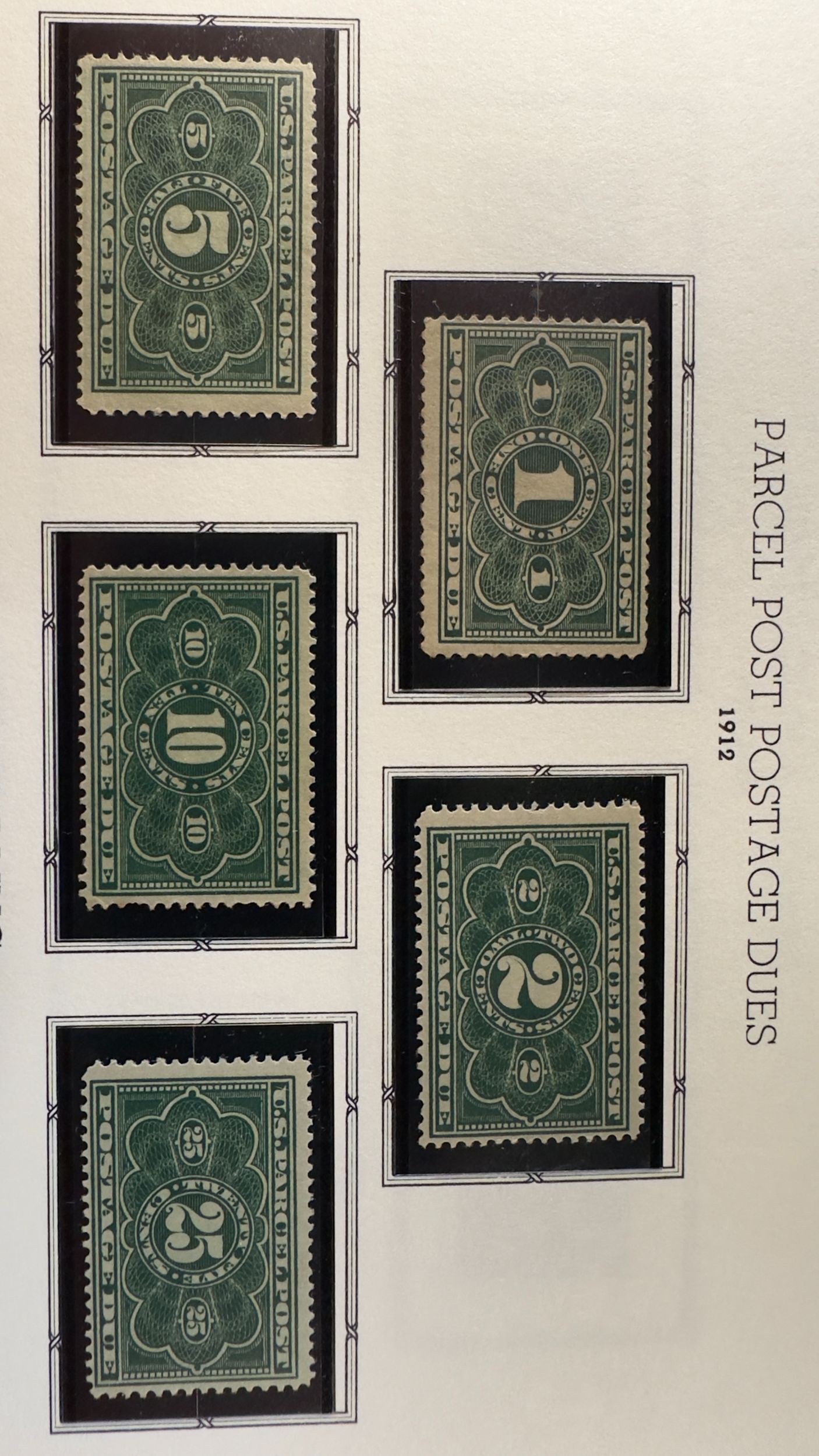 US Scott #JQ1-JQ5 Dark Green Parcel Post Due 1913 Mint | United States ...