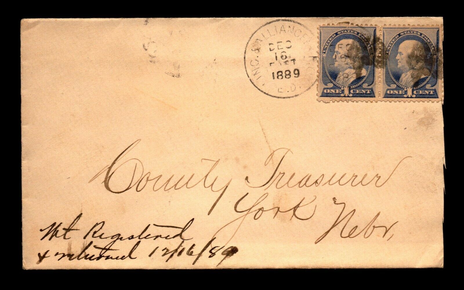 1889 ? JNC & Alliance RPO Cover - L26206 | United States, Stamp / HipStamp