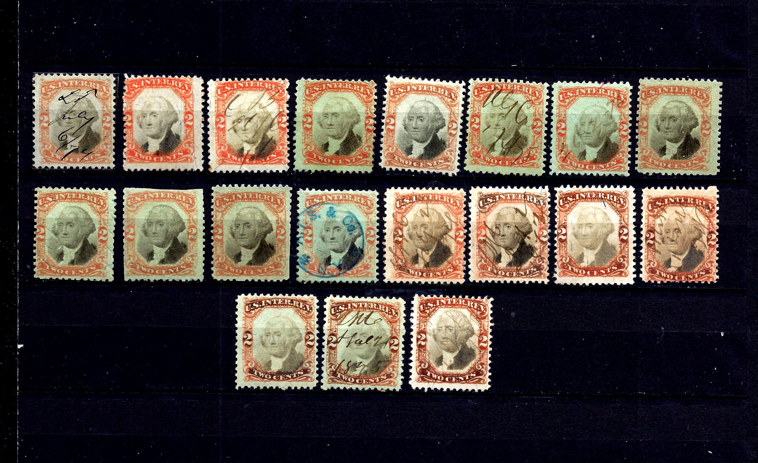 1871-1880 2 cent documentary revenue stamp 3rd issue19 used collection ...