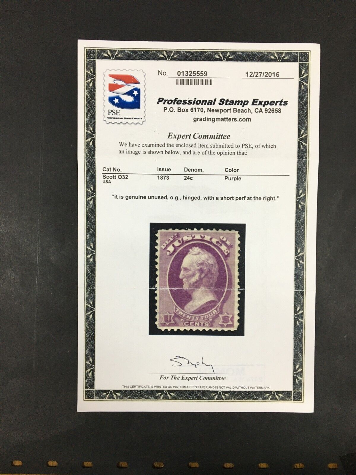 US Stamps #O32 Mint OGh PSE Cert LOT #88731 | United States, Officials ...