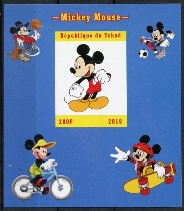 Chad 2018 MNH Mickey Mouse 1v IMPF M/S Disney Cartoons Animation Stamps ...