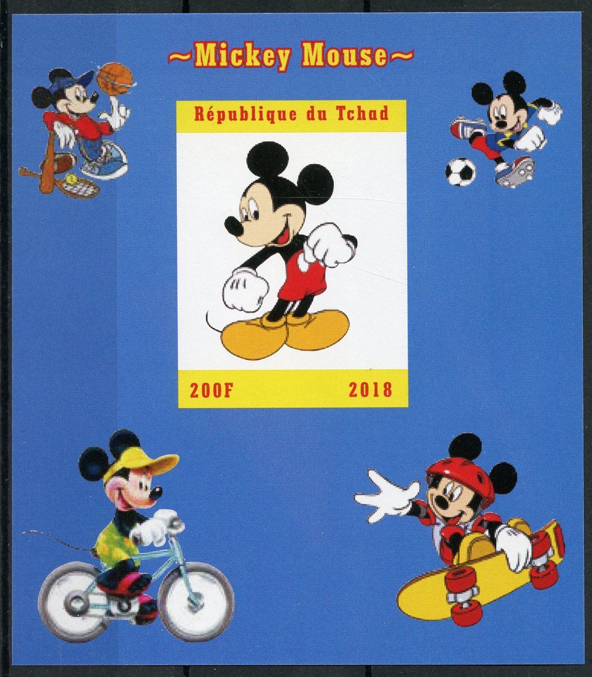 Chad 2018 MNH Mickey Mouse 1v IMPF M/S Disney Cartoons Animation Stamps ...