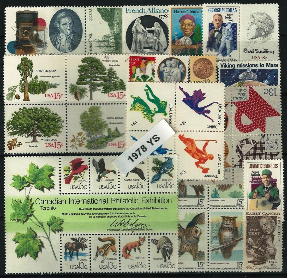 PCBstamps US 1978 Commemorative Year Set, (1731-1769) 37 Var., MNH, (4 ...