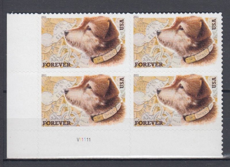 USA Sc#4547 Owney Dog Forever Block of 4 MNH Plate | United States ...
