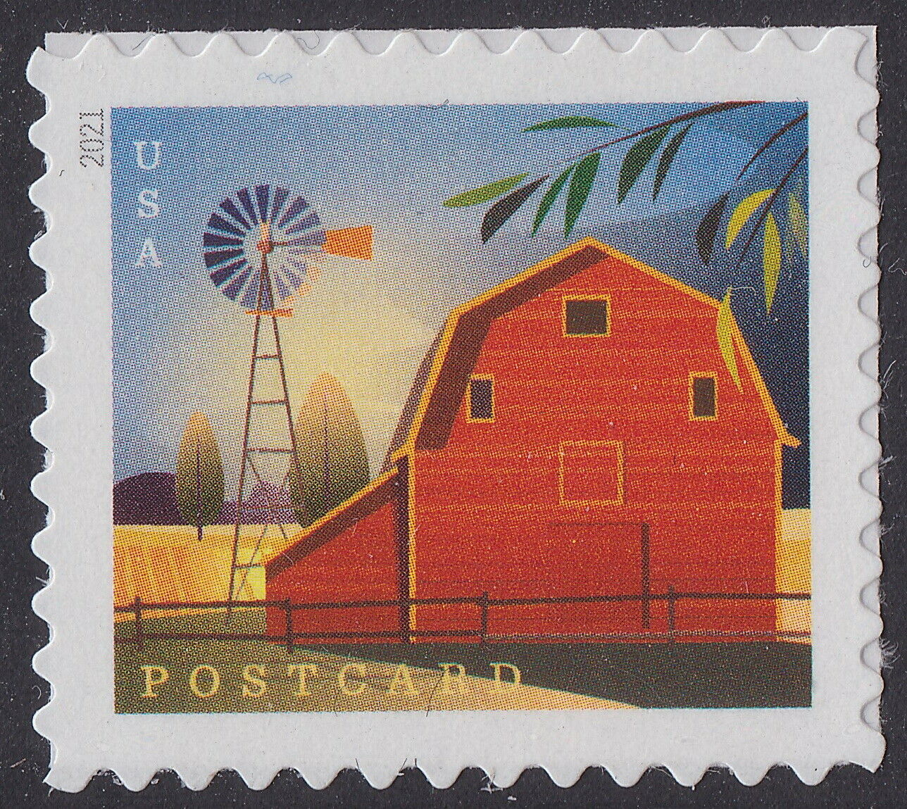 US Barns Summer postcard rate single (1 stamp from sheet) MNH 2021 ...