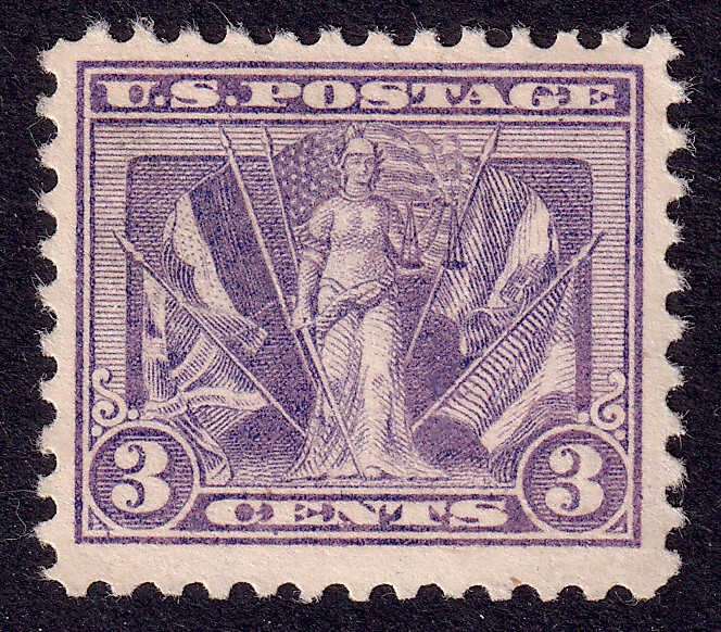US Scott 537, 1919 Victory' and Flags of Allies, 3c violet, NH MINT ...