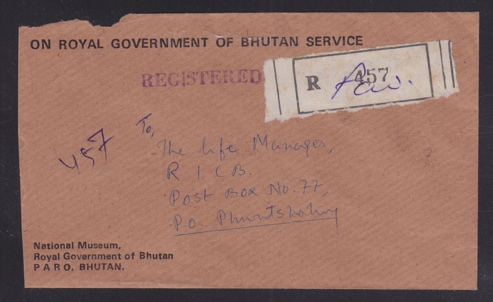 Bhutan 1986 Three Registered Covers Chimako, Paro & Other to ...