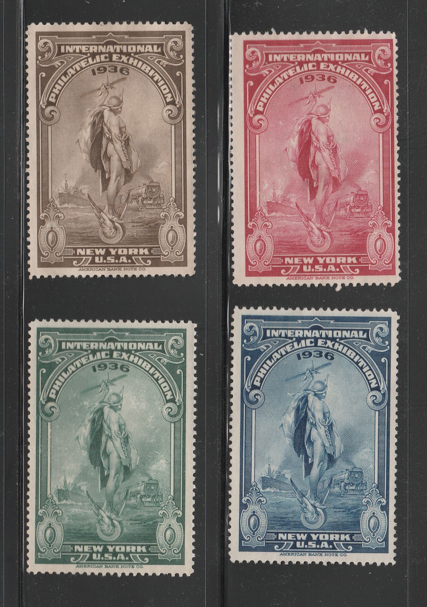 USA 1936 NY Stamp Exhibition Cinderella stamp- 1598 no gum Train Ship ...