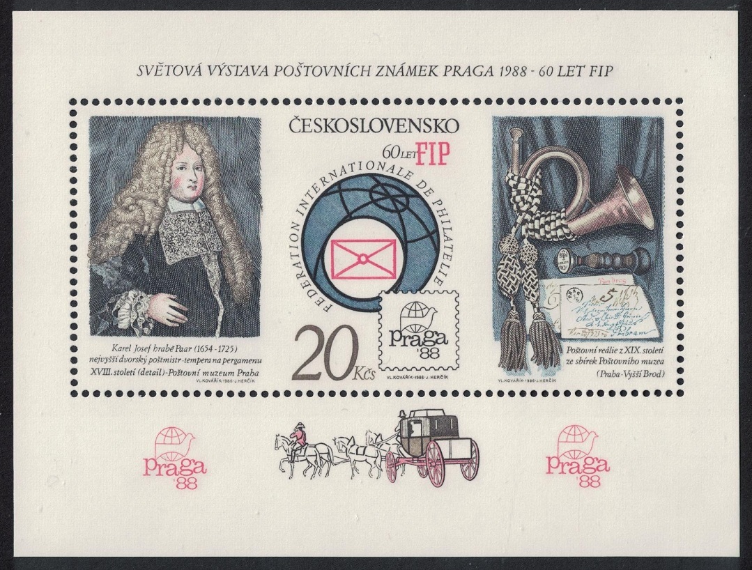 Czechoslovakia Praga '88 Stamp Exhibition Prague MS Frame Perf RARR ...