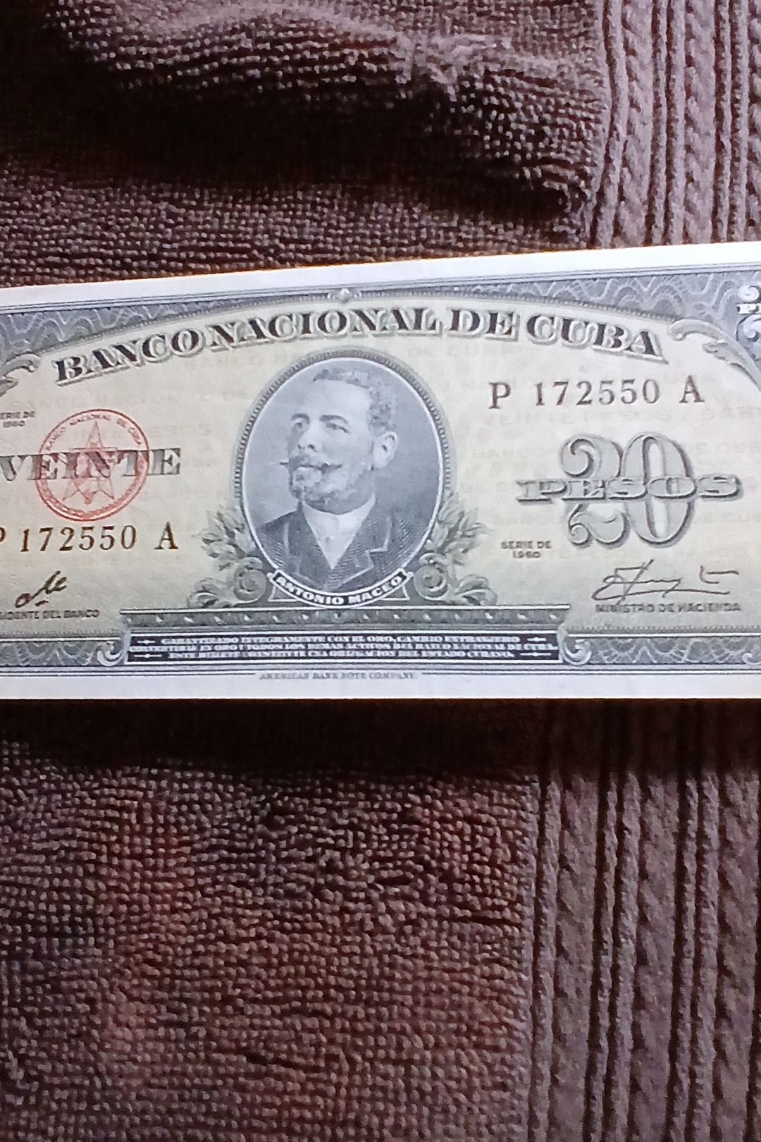 Cuba.Banco Nacional.1960,Che Signed.20 Pesos.Antonio Maceo.P172550A ...