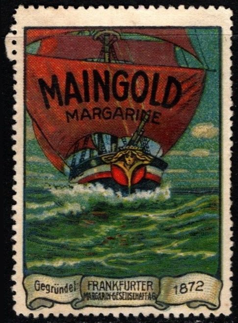 Vintage Germany Poster Stamp Maingold Margarine Frankfurt Founded 1872 ...