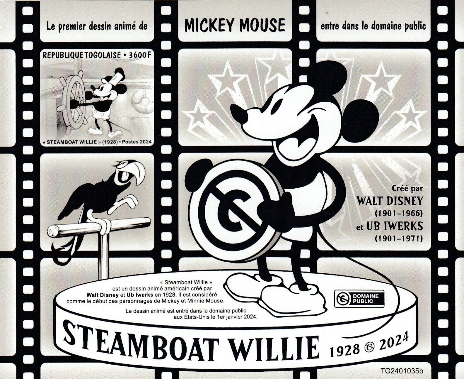 Disney Togo 2024 the First Animated Design Mickey Mouse IMP S/Sheet ...