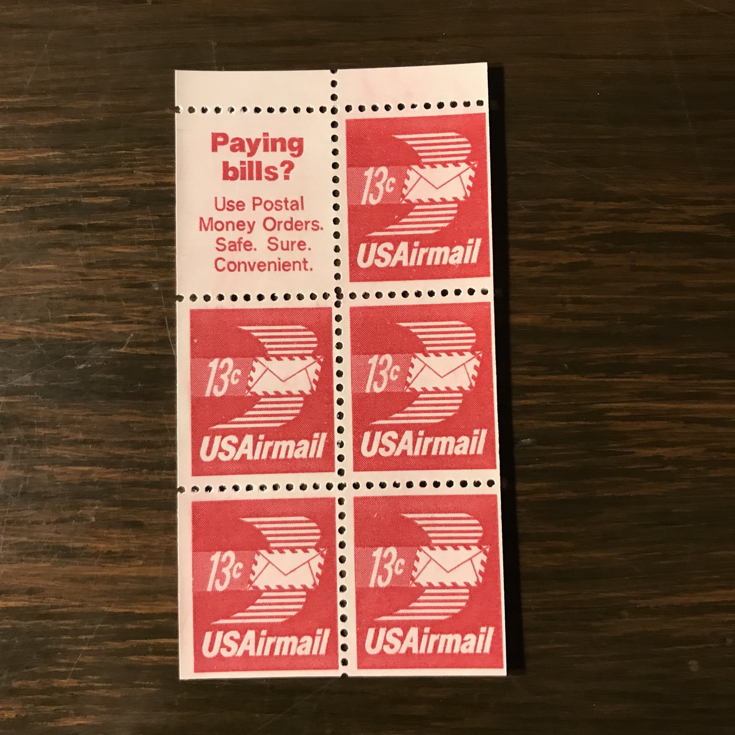 US SCOTT C79a Booklet Pane of 4 - 13¢ - Winged Airmail (2) - MNH, Fine ...