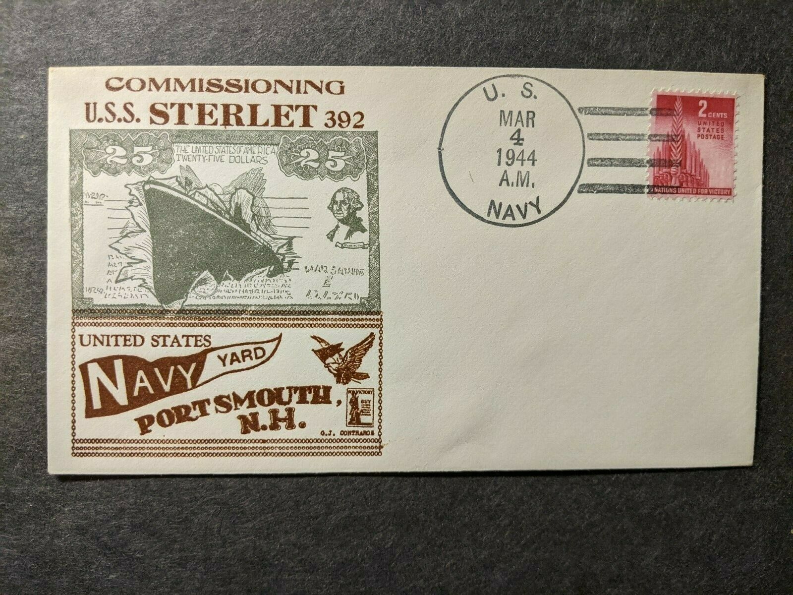 Submarine USS STERLET SS-392 Naval Cover 1944 CONTRAROS WWII ...