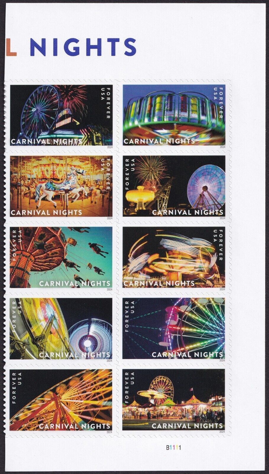 Scott #5864a Carnival Nights Half Sheet of 10 Forever Stamps - MNH UV ...