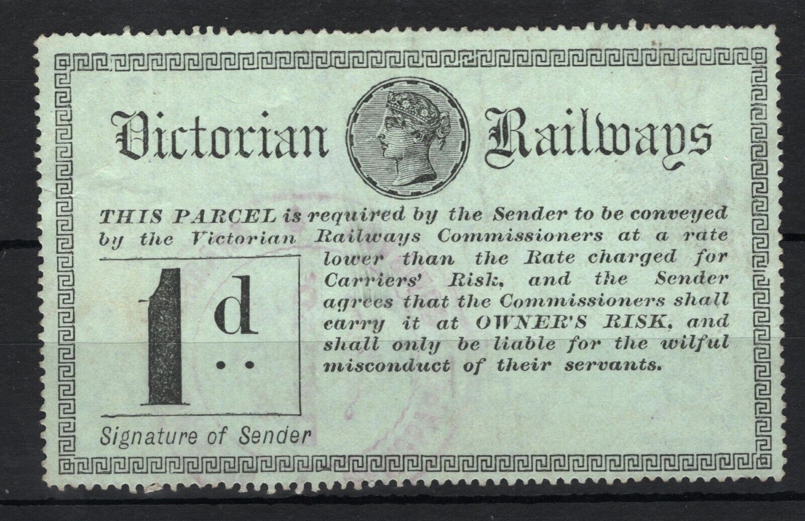 Australia States VICTORIAN RAILWAYS 1d Parcel Stamp Victoria Used ...