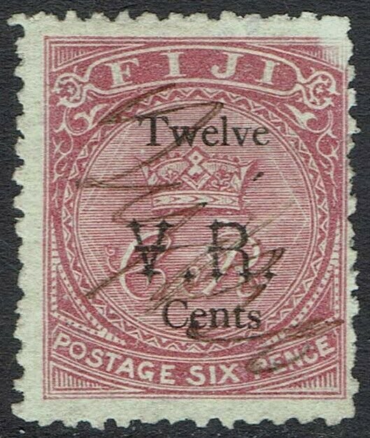 FIJI 1874 VR OVERPRINTED TWELVE CENTS ON 6D SG TYPE 5 USED / HipStamp