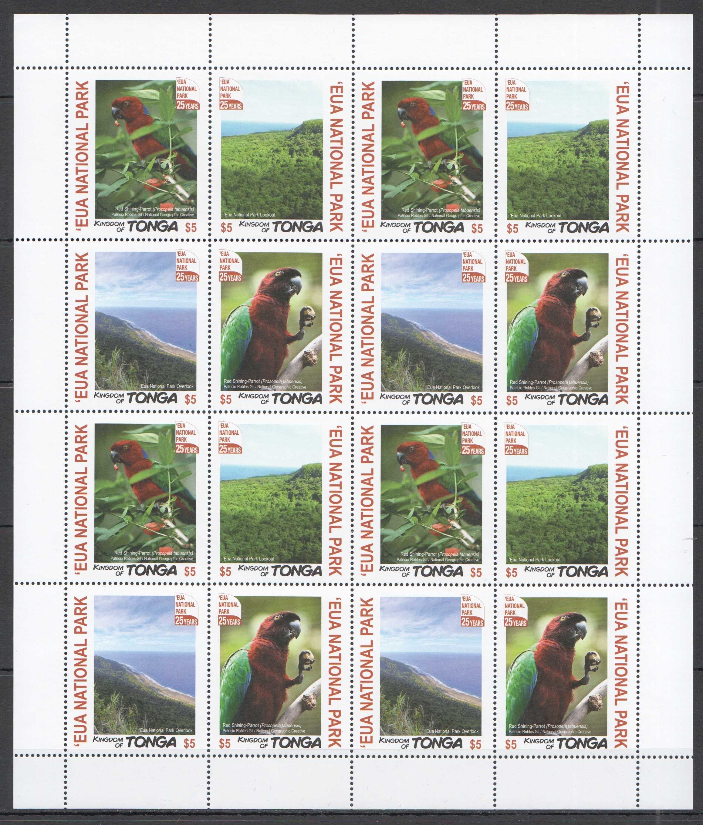 2017 Tonga Fauna Birds Parrots National Park Michel 80 Euro Full Sh ...
