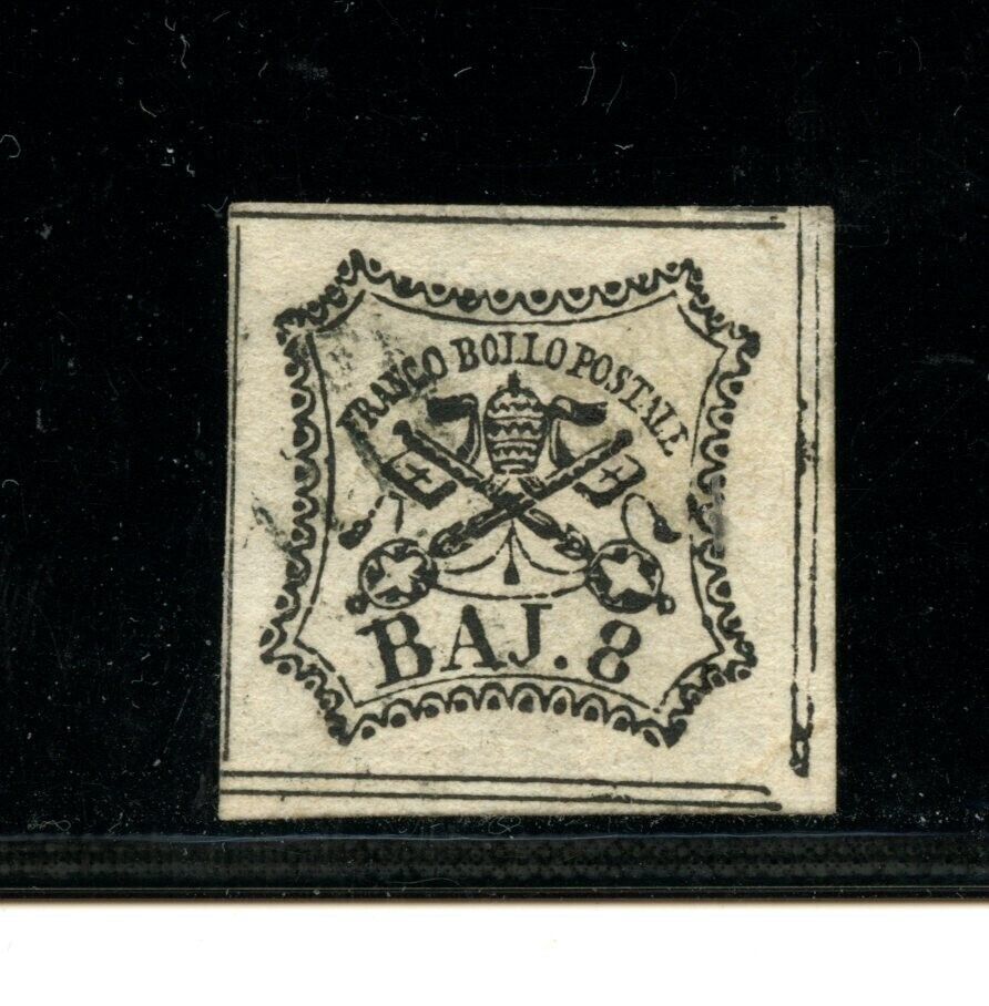Italy-Roman States #9 (I361) Papal Arms, 8 d black, Used, F-VF | Europe ...