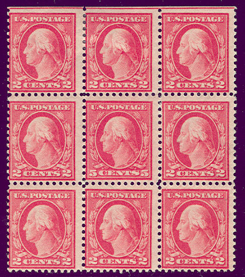 US #505 5¢ rose (ERROR), Block of 9 fine centering | United States ...