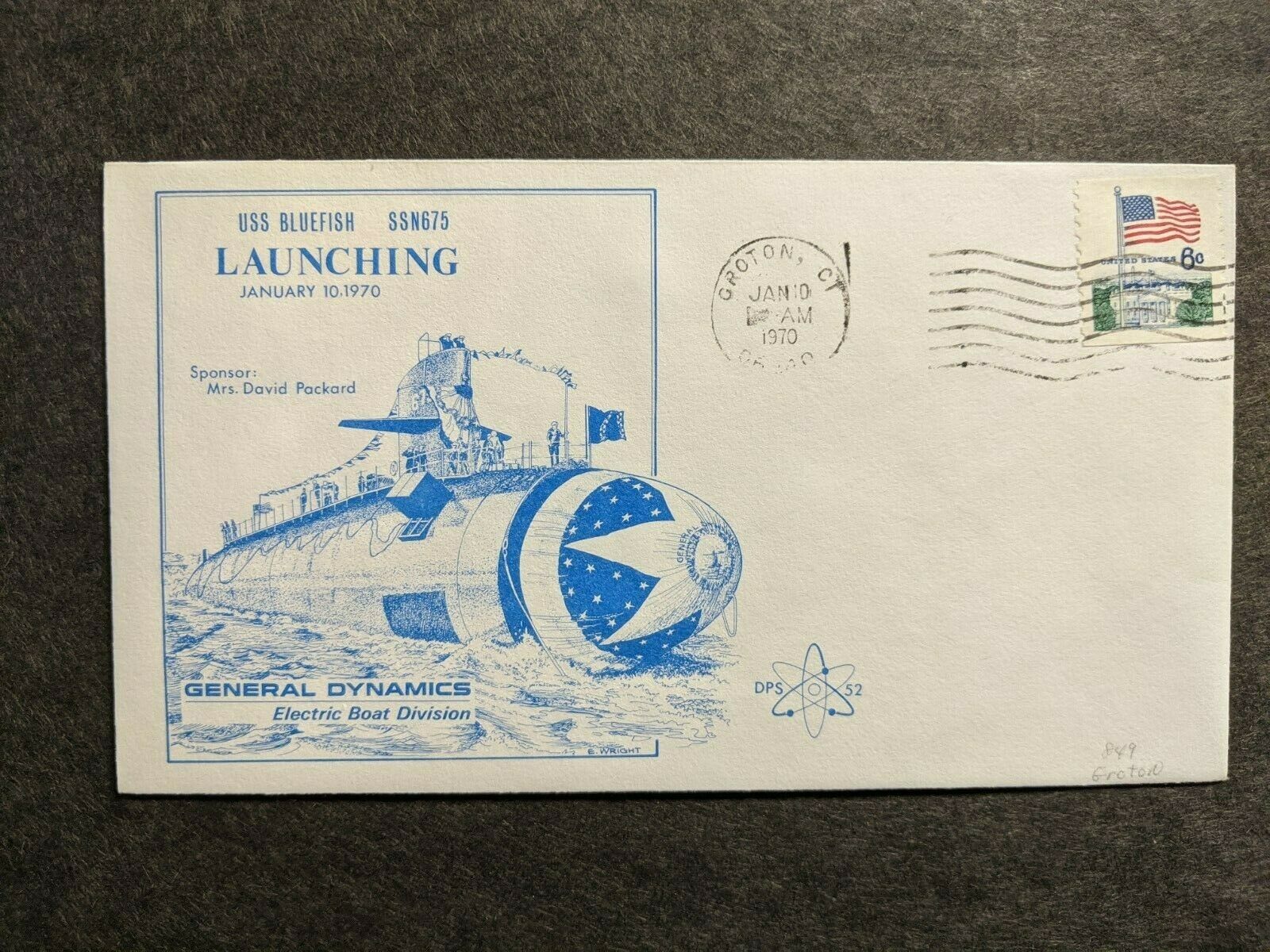 Submarine USS BLUEFISH SSN-675 Naval Cover 1970 WRIGHT LAUNCH Cachet ...