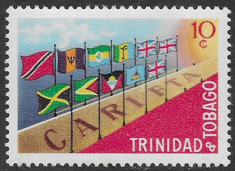 Trinidad and Tobago Scott 163 MNH 10c CARIFTA Union Jack & Flags issue ...