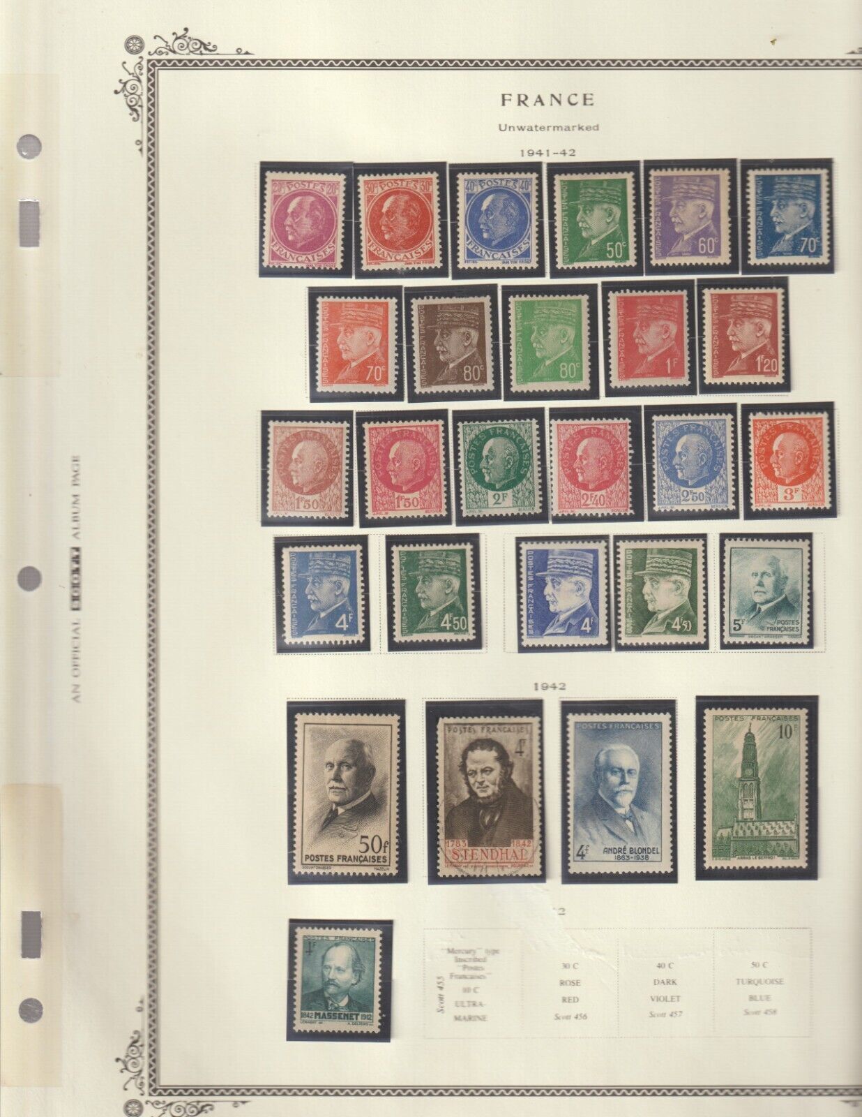 FRANCE Collection on 17 Scott Pages 1940-1956, 365 Used and Unused ...