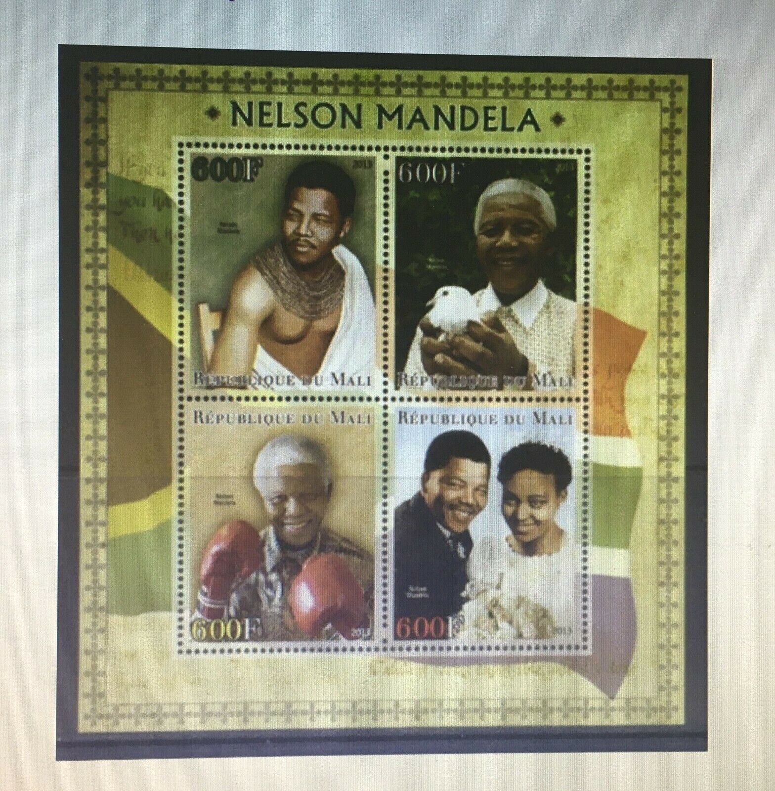 2013 Nelson Mandela 4 Values Peace Civil-Rights Boxing Doves Birds ...