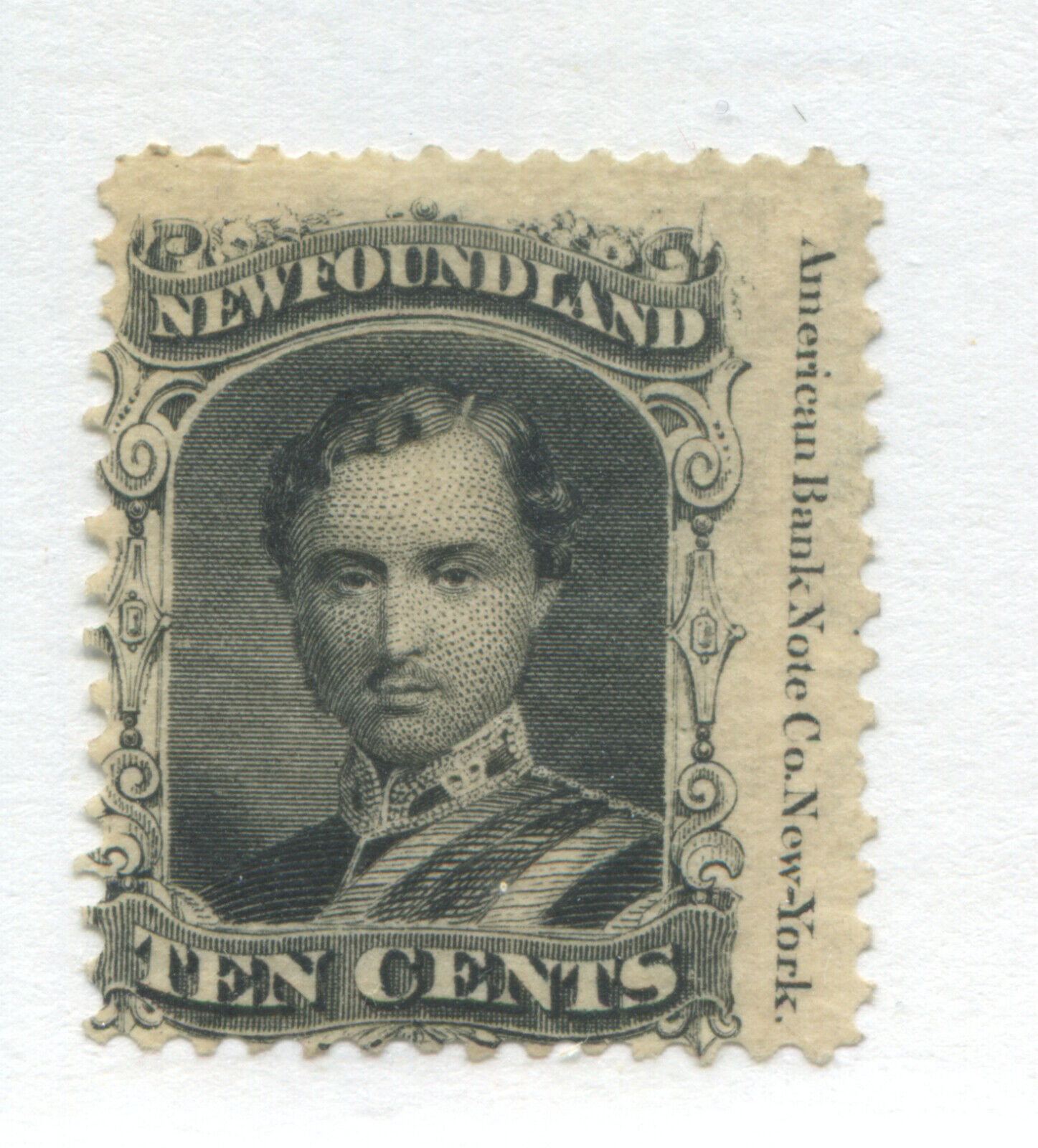 Newfoundland 1865 10 cents Prince Edward mint no gum with inscription ...