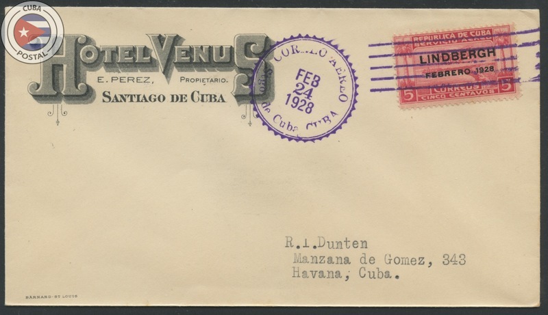 Cuba 1928 First Flight Cover Santiago - Havana | February 24 1928 ...
