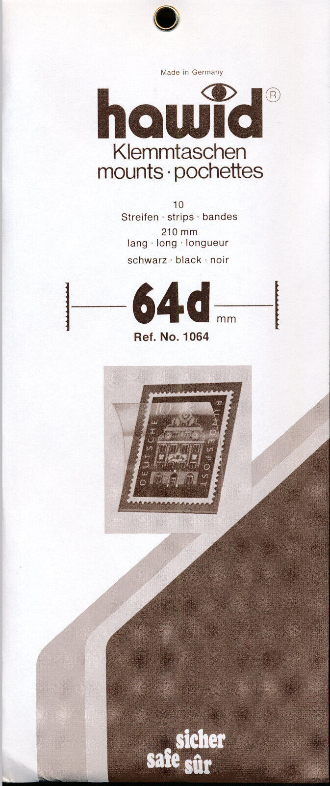 Hawid Stamp Mount Size 64/210 mm - BLACK (Pack of 10) (64x210 64mm ...