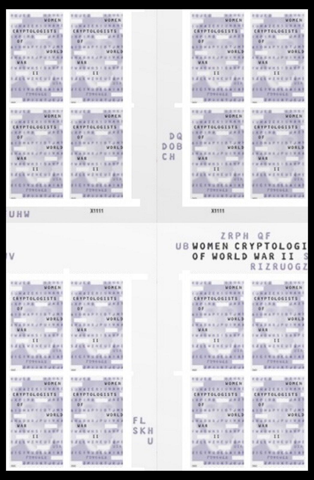 US 5747a Women Cryptologists imperf NDC cross gutter block (16 stamps ...
