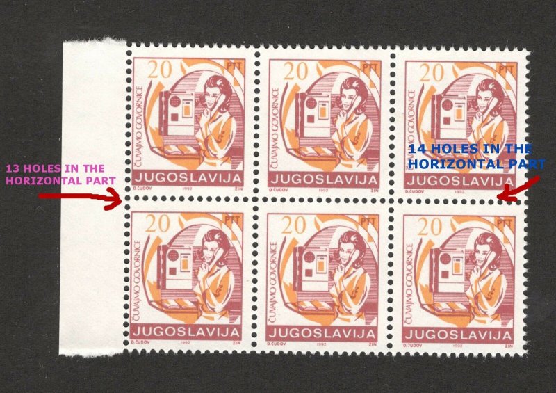 Yugoslavia-Block of 6 Stamps-Error on Perforation-Rare-See Scan-Left ...