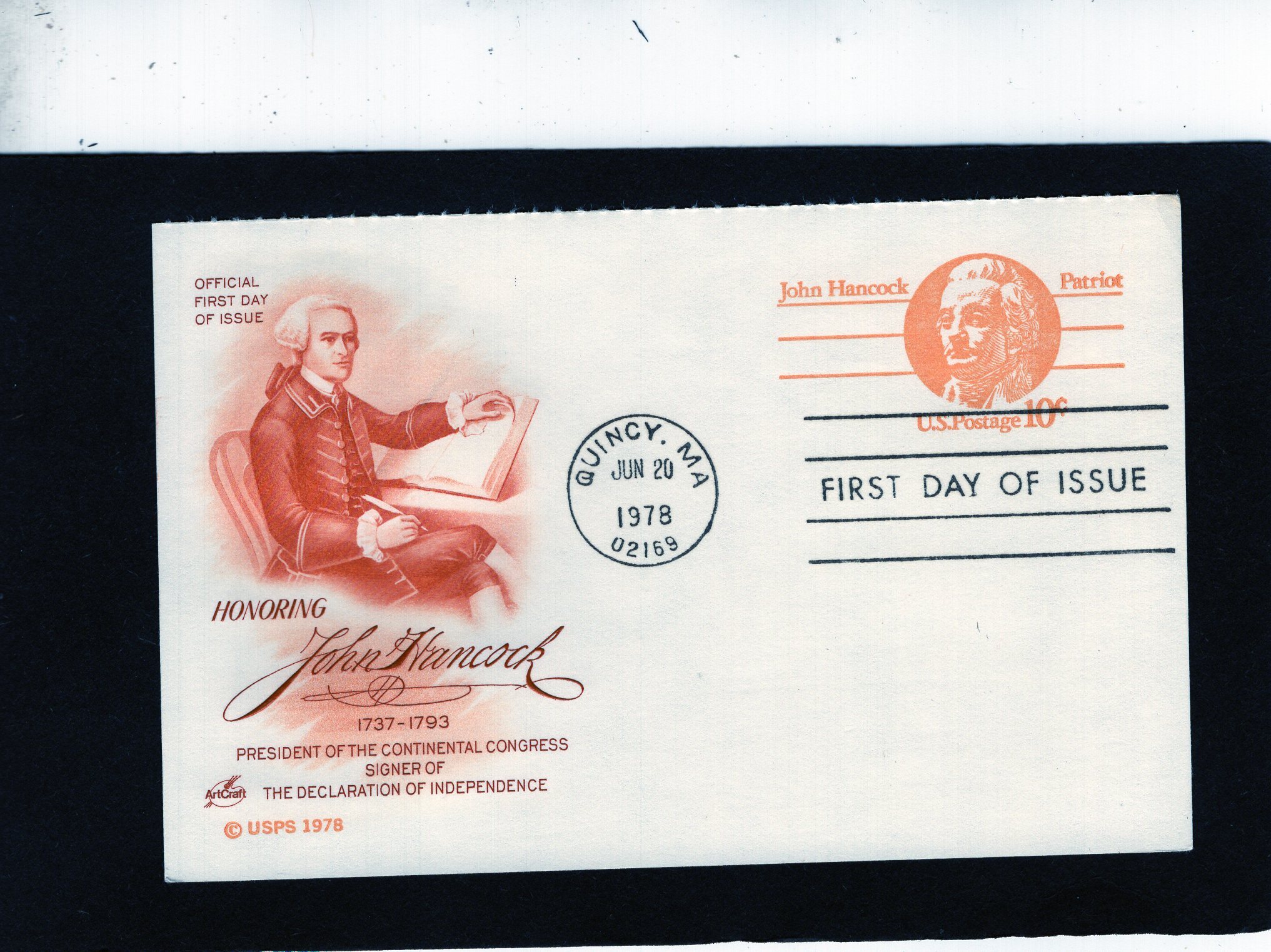 UY30 John Hancock, FDC ArtCraft less reply card | United States, Postal ...