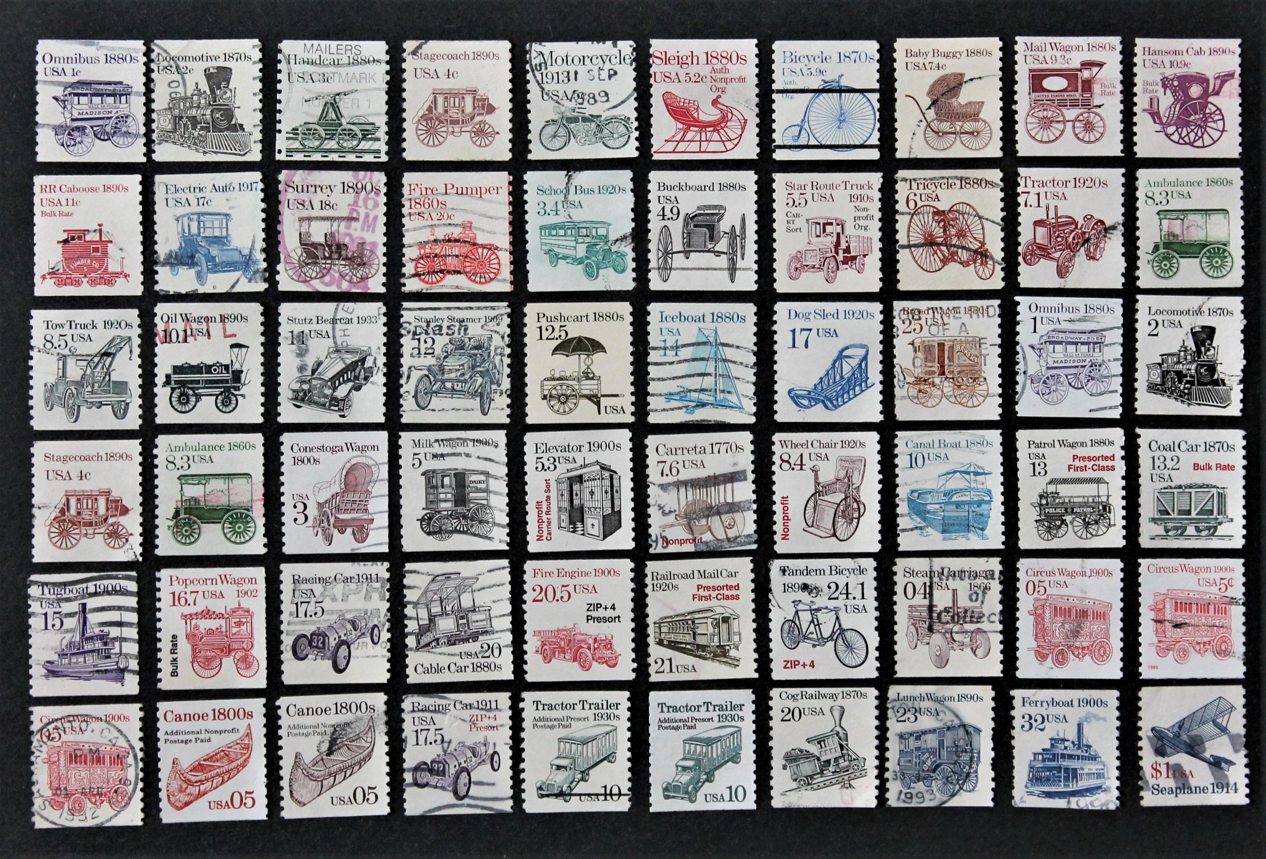 US #1897-08,2123-36,2225-31,2252-66,2451-68 Transportation Coils Set of ...